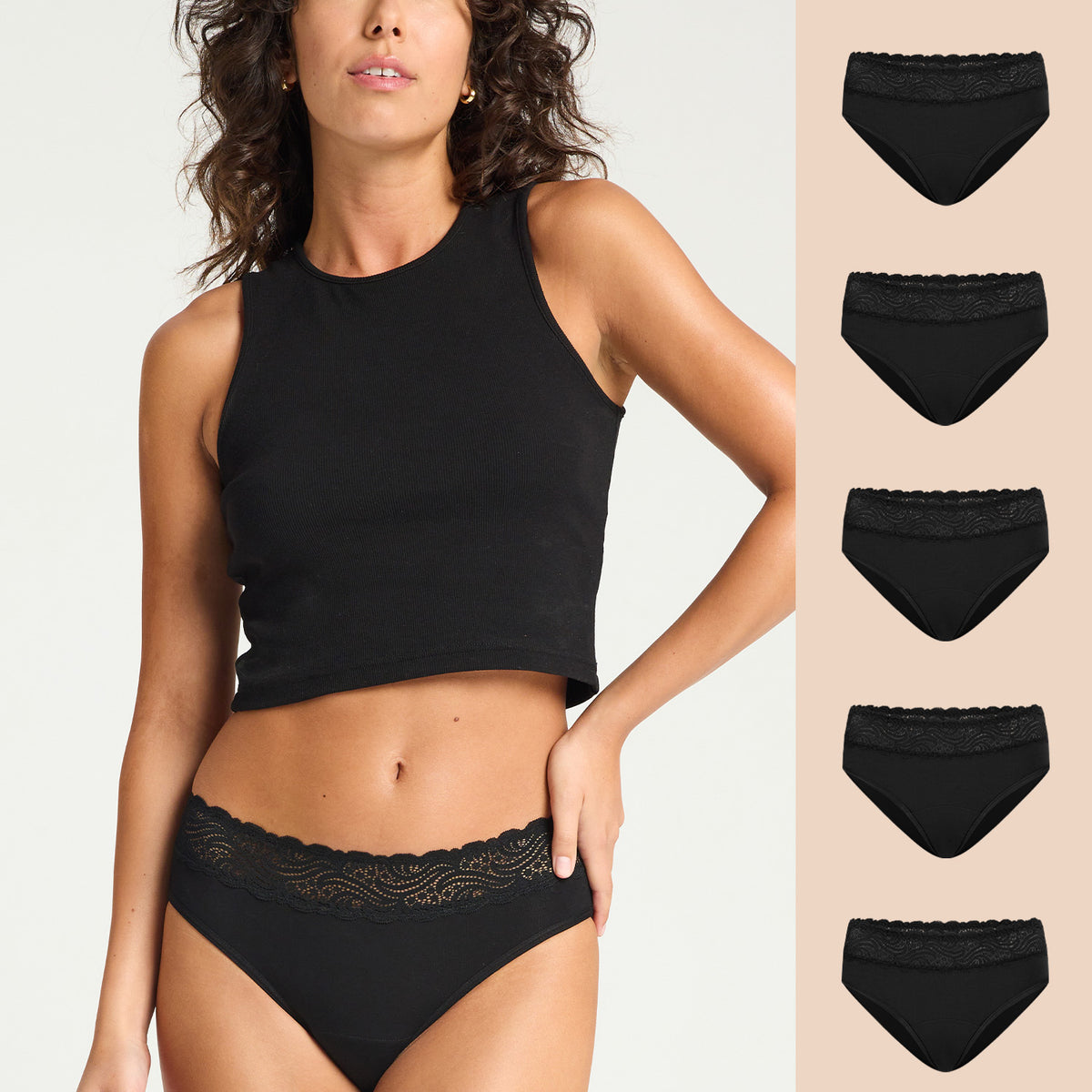 Period Sensual Hi Waist Bikini - Multi Absorbency 5 Pack in Black | Modibodi – Modibodi NZ